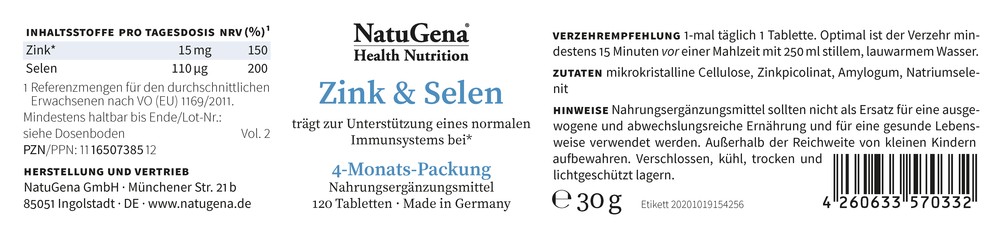 NatuGena Zink & Selen - - RSU.de