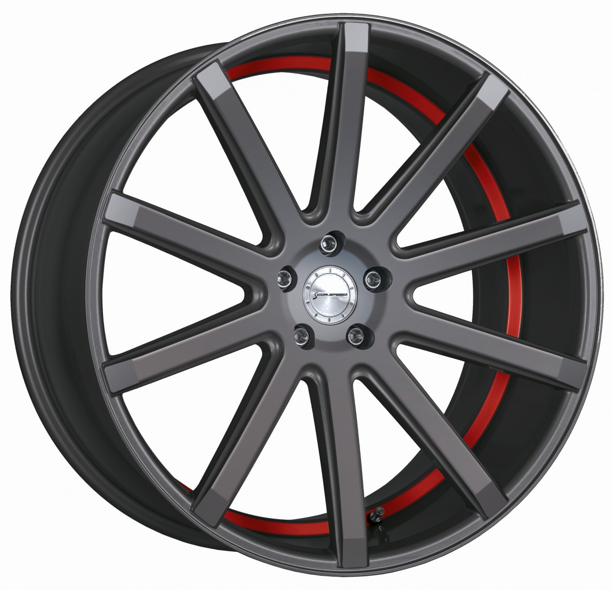 Corspeed Deville gunmetal / Undercut Color Trim rot - 10.5x22 ET40 ...